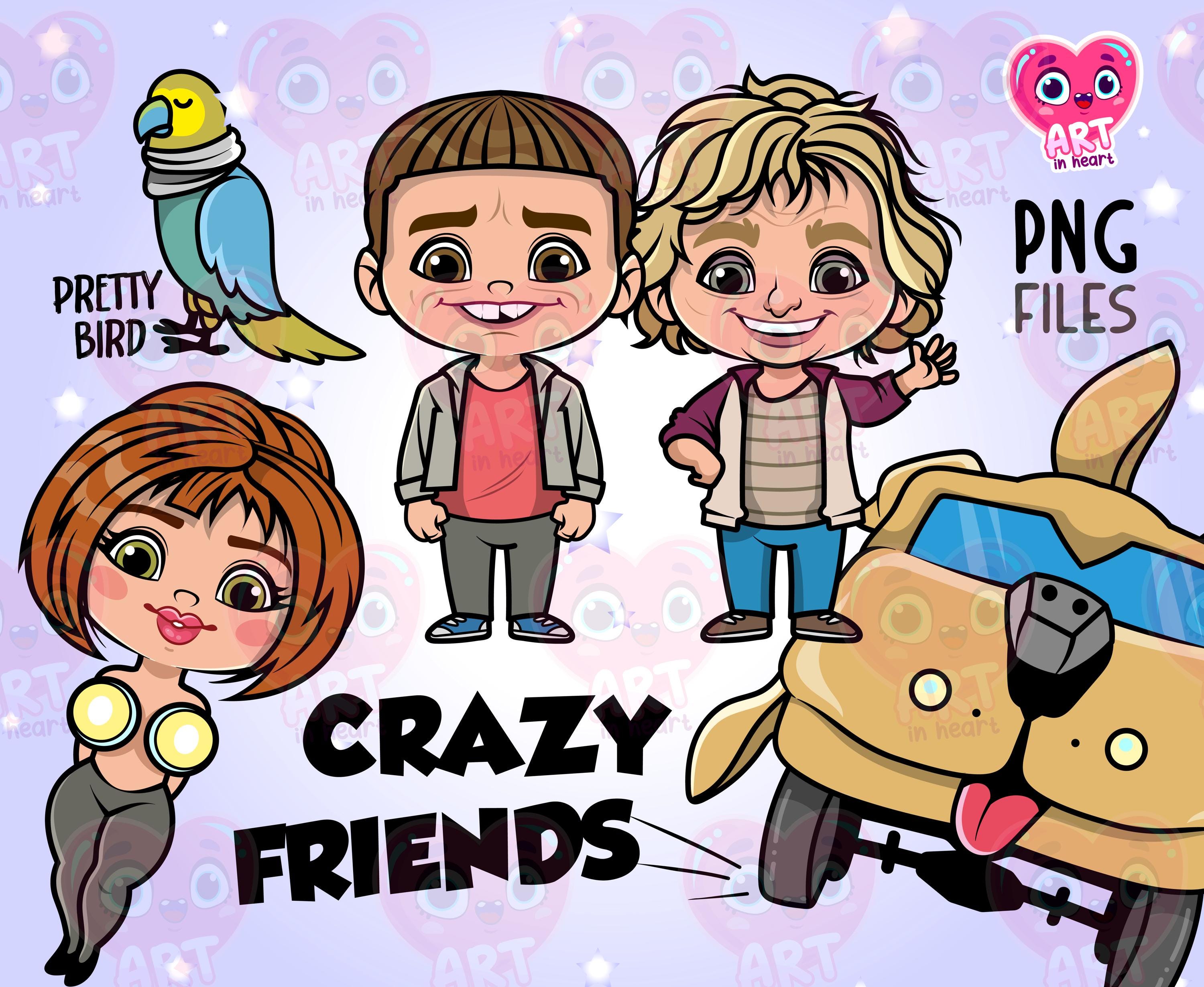 Crazy Best Friends Clipart, Cute Kids Friends, Dog Car Bundle ...