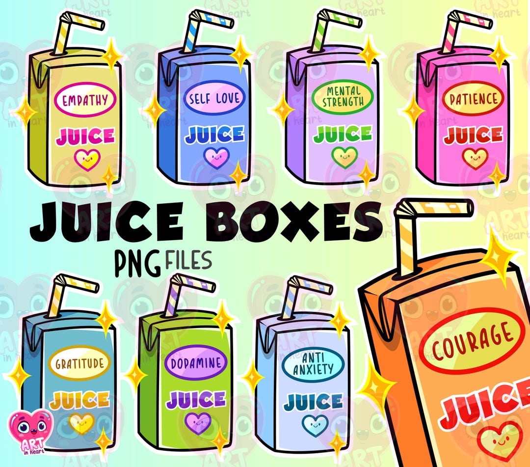 Juice Boxes Clipart Png, Self Love Juice Bundle, Happy Juice, Positive ...