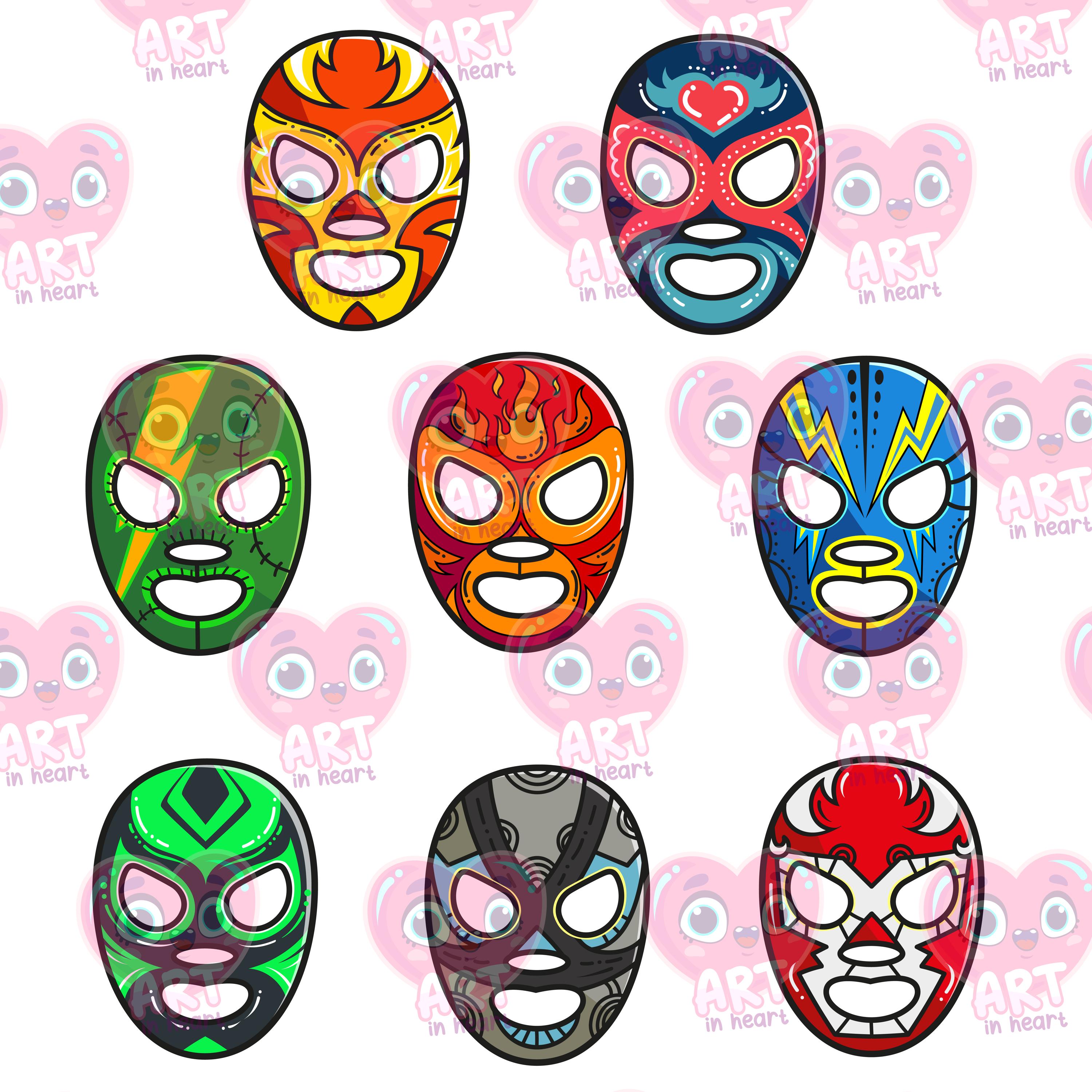Luchador Masks Clipart Png, Wrestling Masks Bundle, Mexican Mask ...