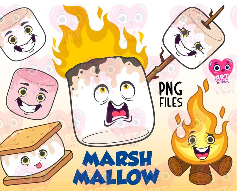 Cute Marshmallow Clipart Png, Chibi Marshmallow Bundle, Stay Puft Cute ...