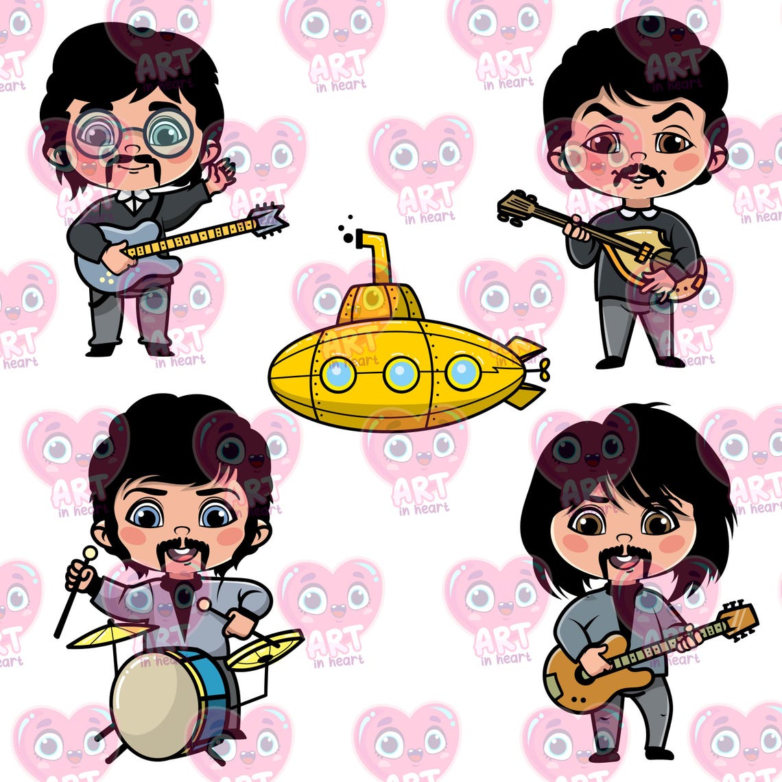 Pop Music Clipart Svg, Rock Band Bundle, Pop Band Clipart Png, Cute ...