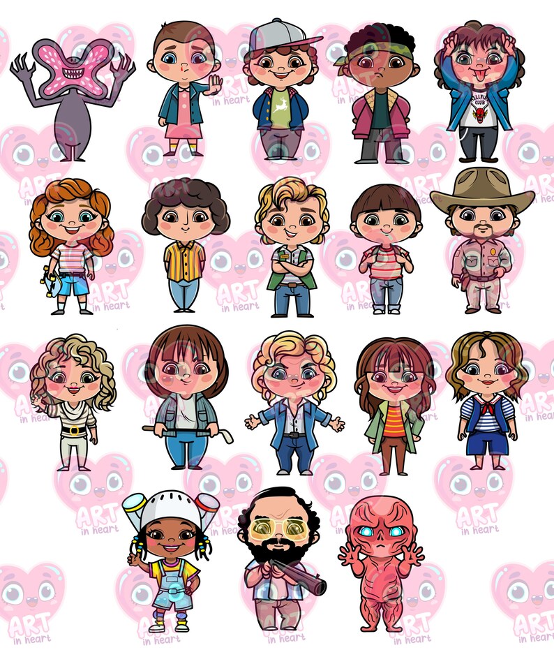 Cute Kids Clipart, Cute Friends Clipart, Strange Friends Bundle, Movie ...