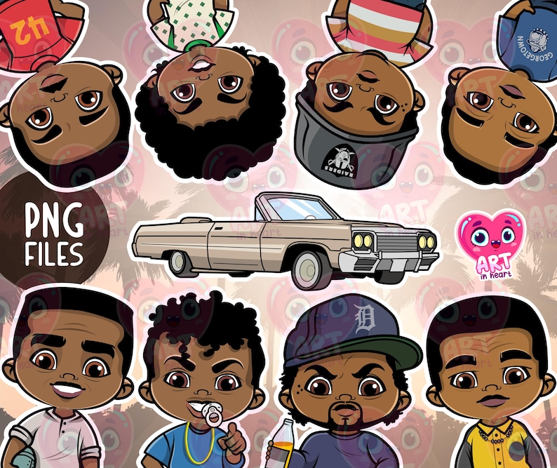 Hip Hop Boys Clipart, Chibi Gangsters, Los Angeles, Movie 90s Bundle ...