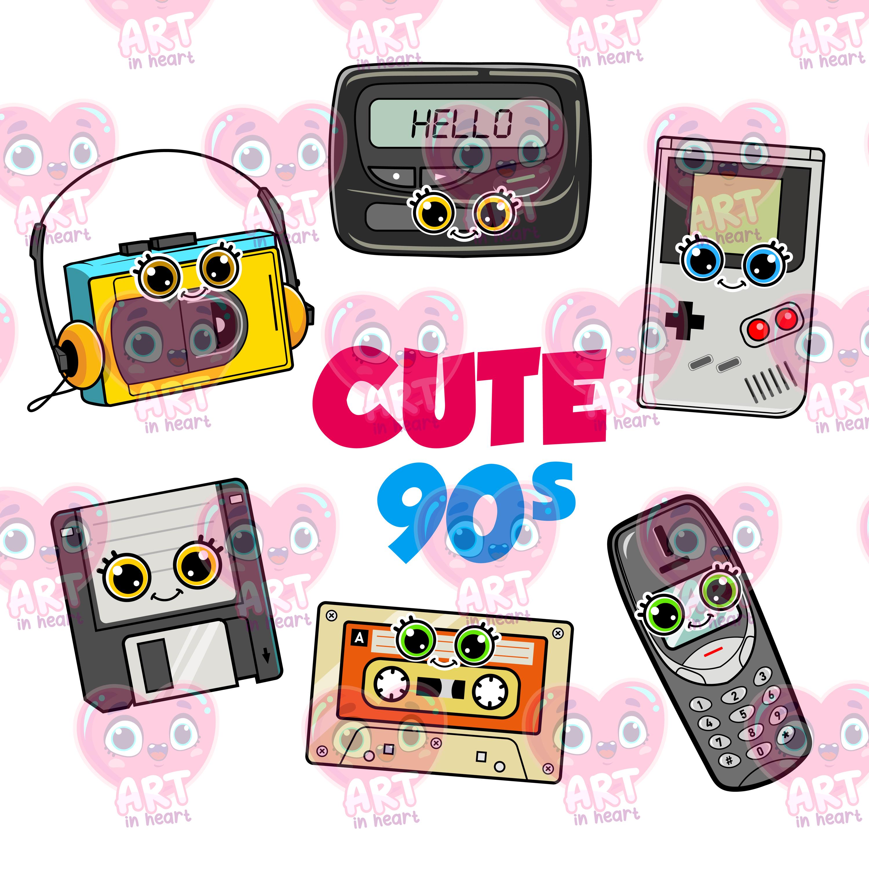 90s Technology Clipart, Cute 90s Clipart, Chibi 90s Bundle, 90s Party ...