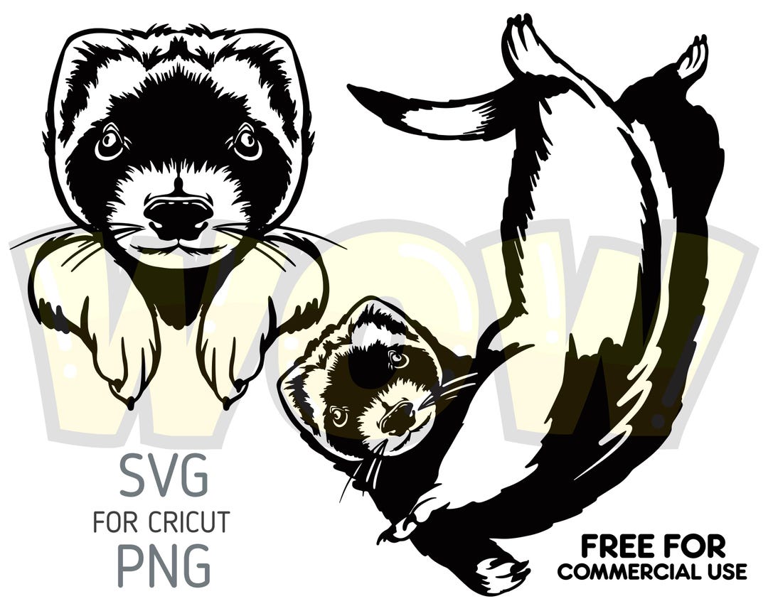 Cute Ferret Svg for Cricut, Mustela Cut File, Digital Illustration ...