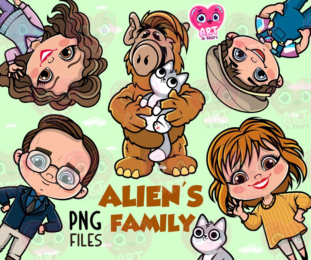 Alien Family Clipart, Cute Friends Clipart, Classic Movie, Family ...