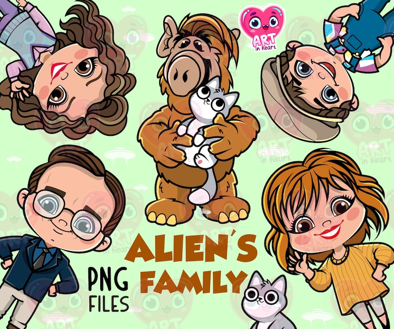 Alien Family Clipart, Cute Friends Clipart, Classic Movie, Family ...