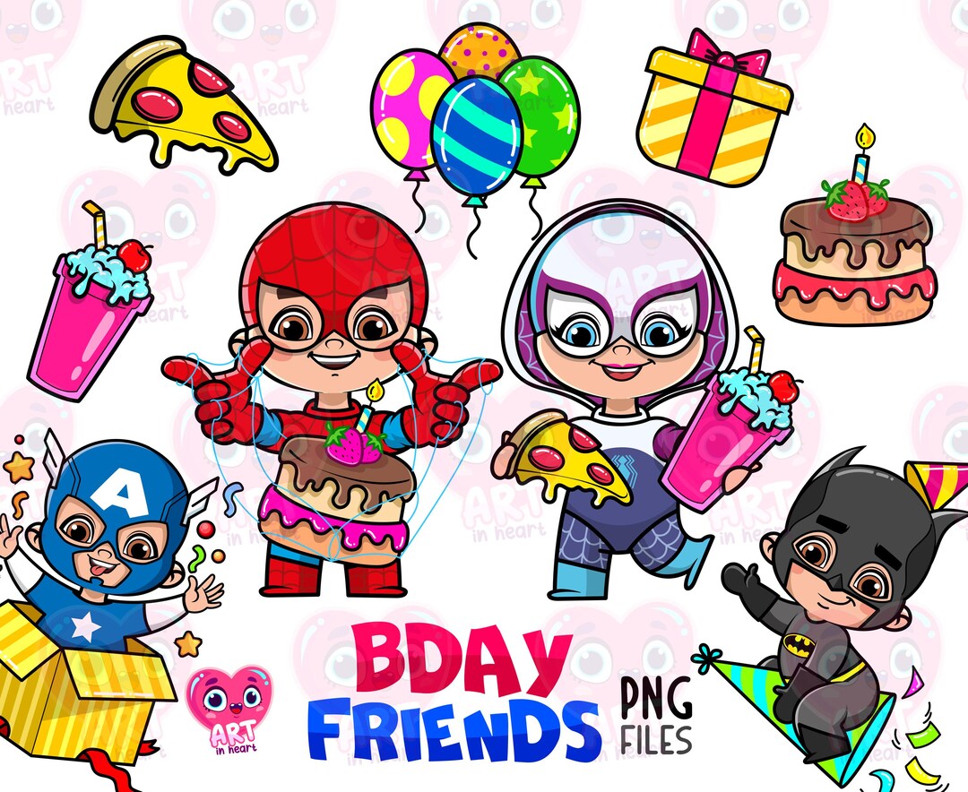 Super Birthday Clipart, Super Heroes Clipart Png, Super Power Bundle ...