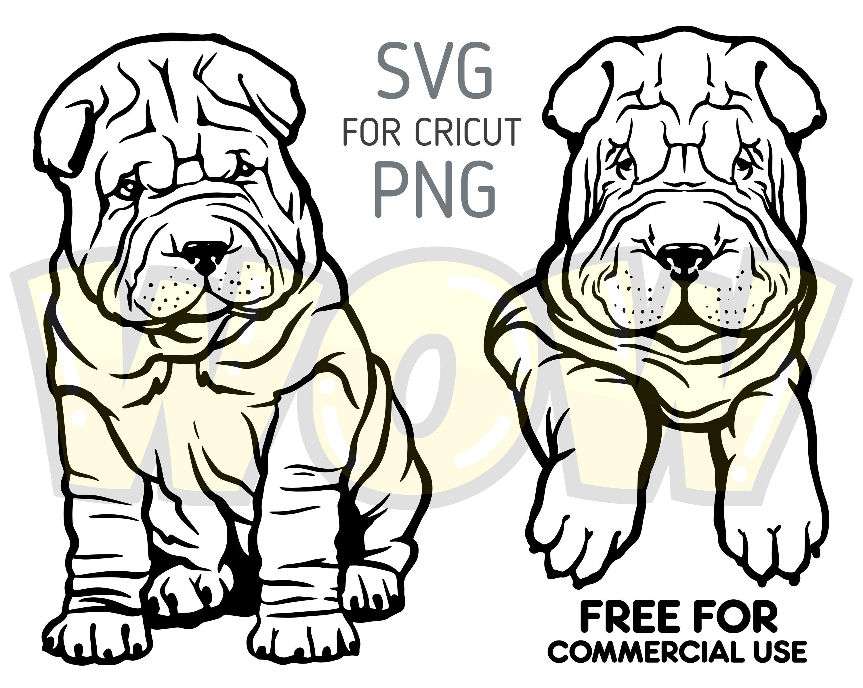 Puppy Shar Pei Svg Cut File, Cute Dog Svg Files for Cricut, Shar Pei ...