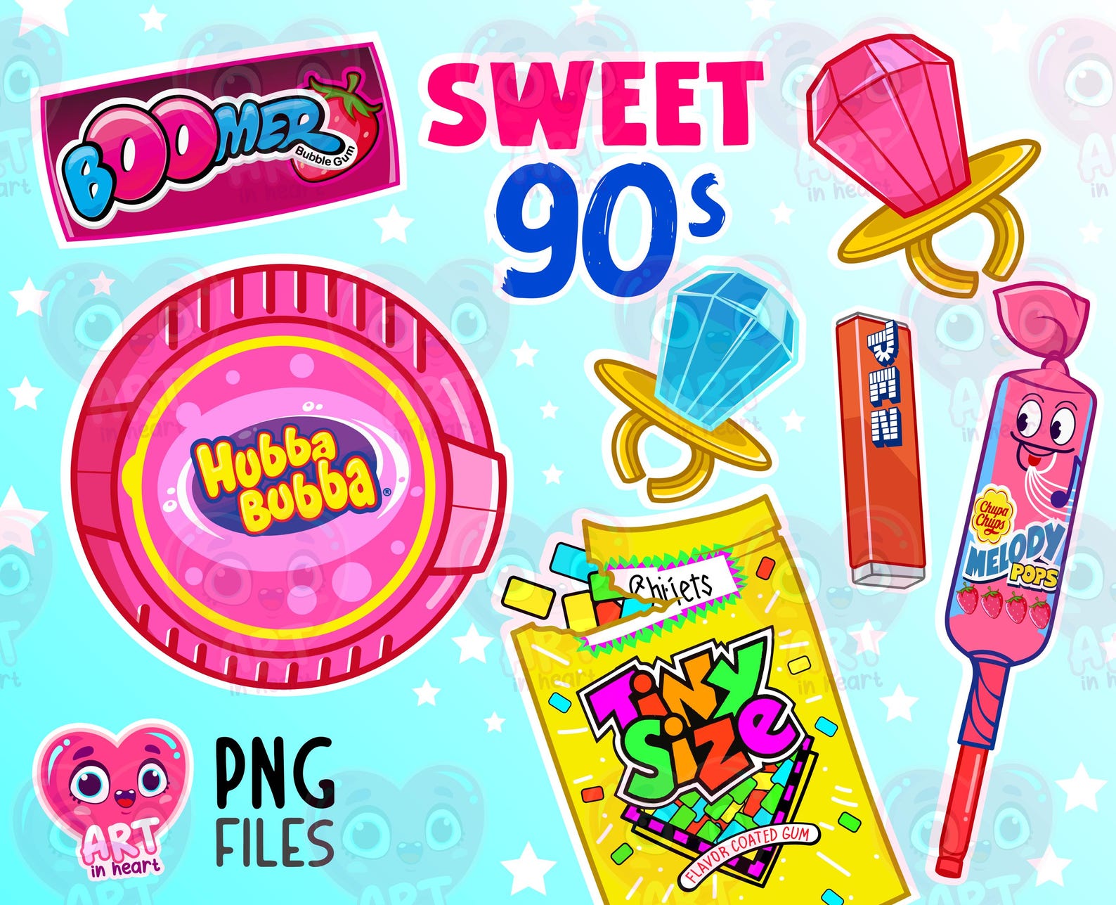 Sweet 90s Bundle, 90s Lover, 90s Candy Clipart, 90s Party Bundle ...