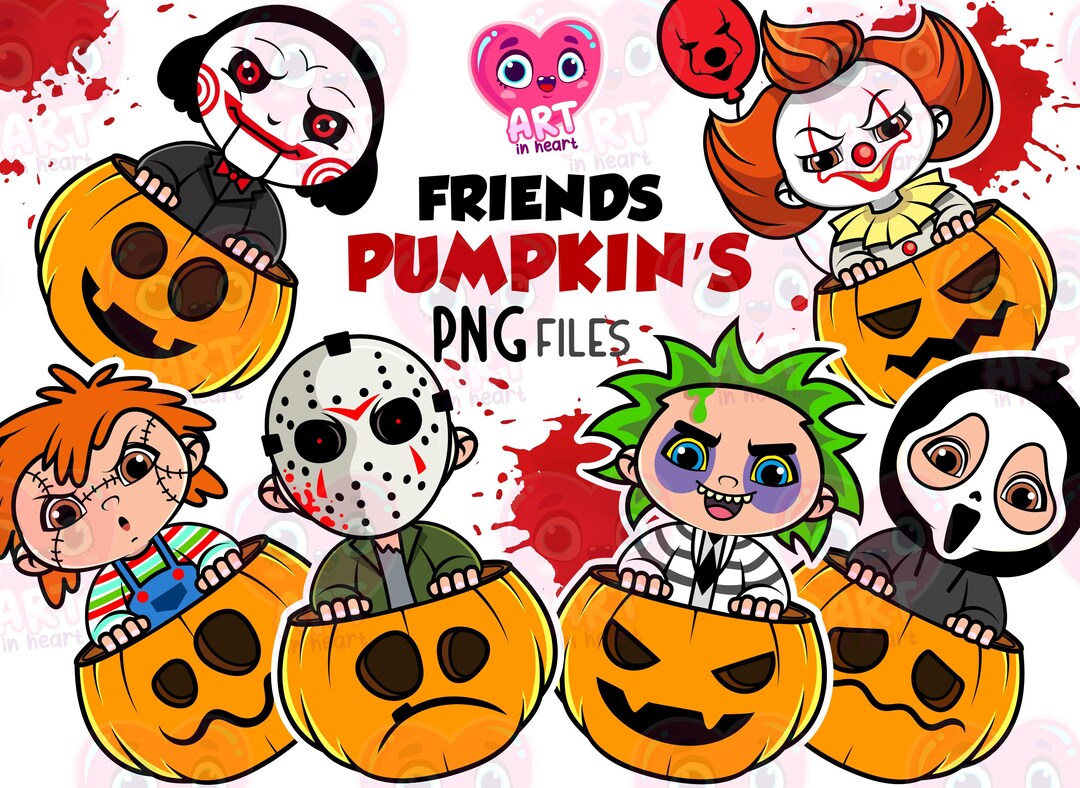 Cute Halloween Friends Clipart, Halloween Pumpkins Bundle Png, Cute ...