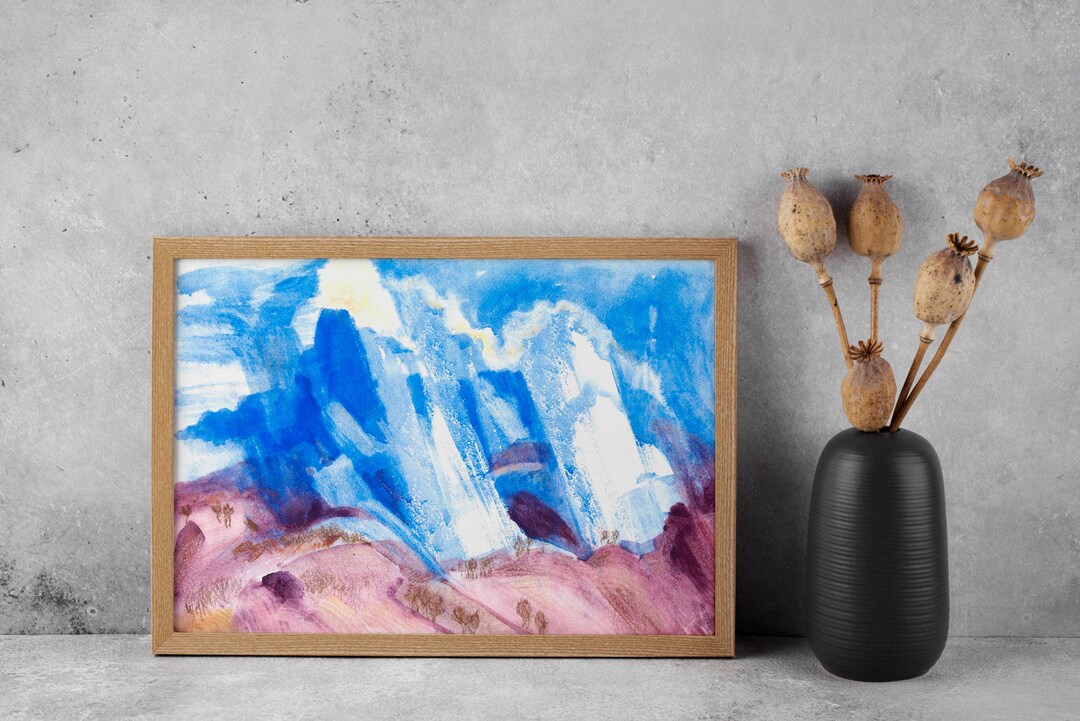 Blue Mountains Watercolor. PDF Poster A3, A4, A5. Waldorf Art - Etsy