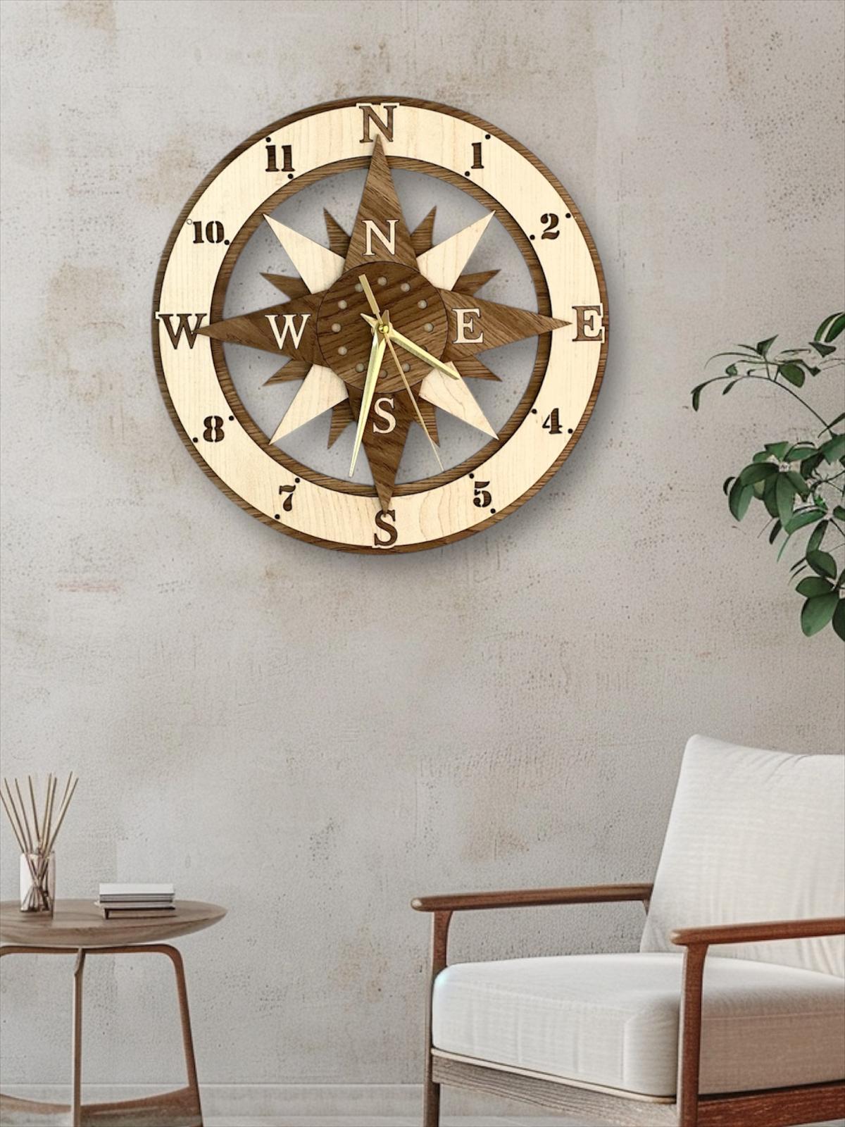 Compass-themed Multi-layer Wood Wall Clock Nautical Home Décor for ...
