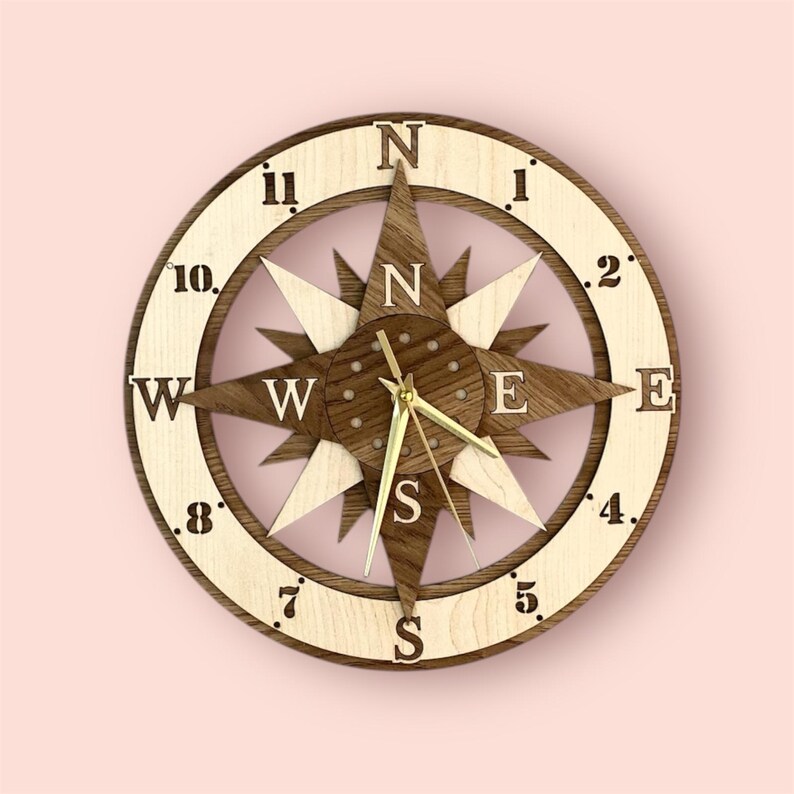 Compass-themed Multi-layer Wood Wall Clock Nautical Home Décor for ...