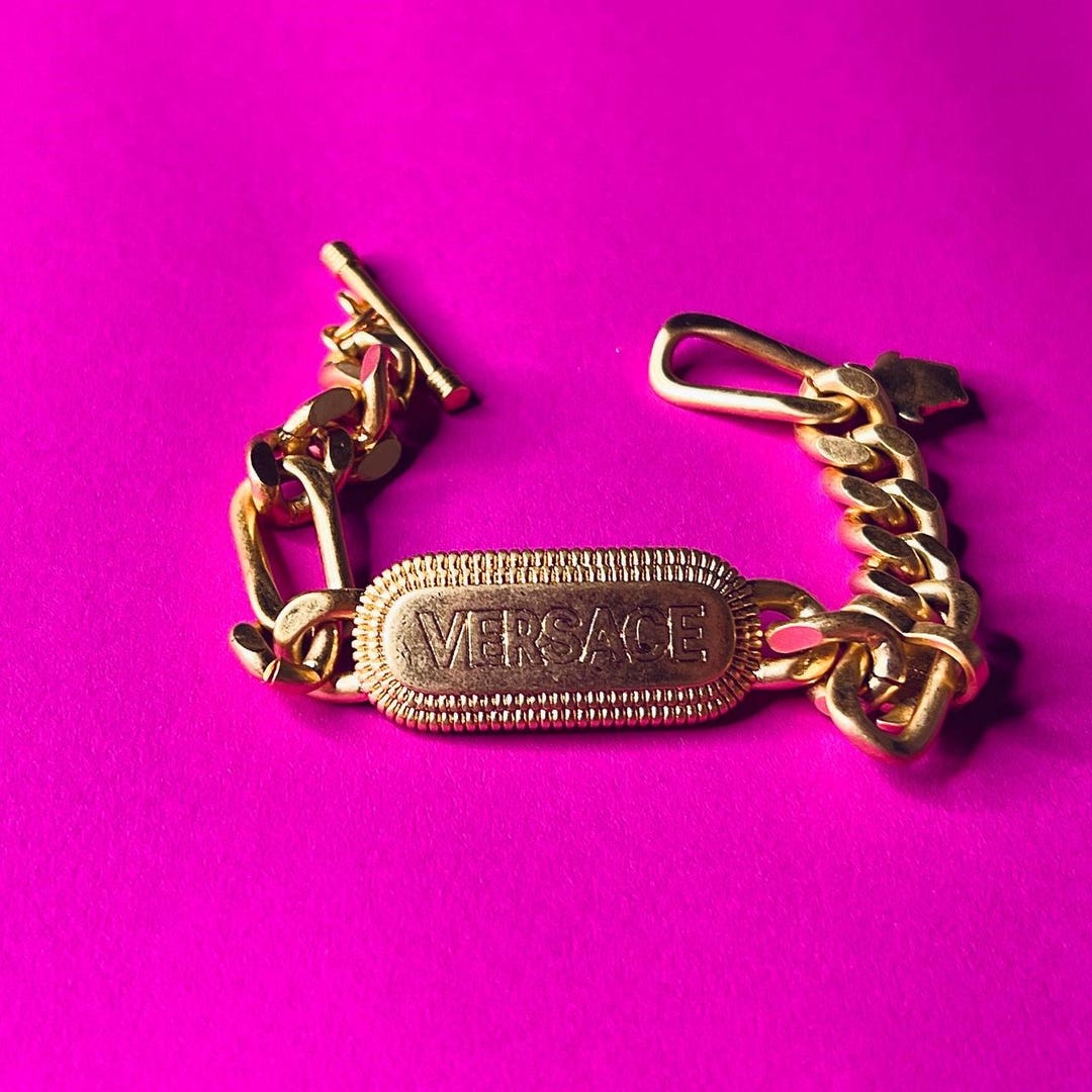Versace Gold Rope Chain Monogram Bracelet - Etsy