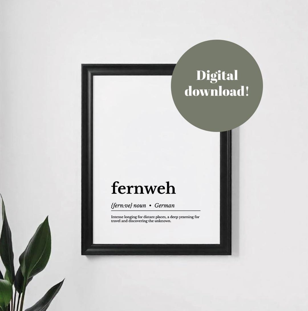 Fernweh Definition Dictionary Poster, German Wall Art - Etsy