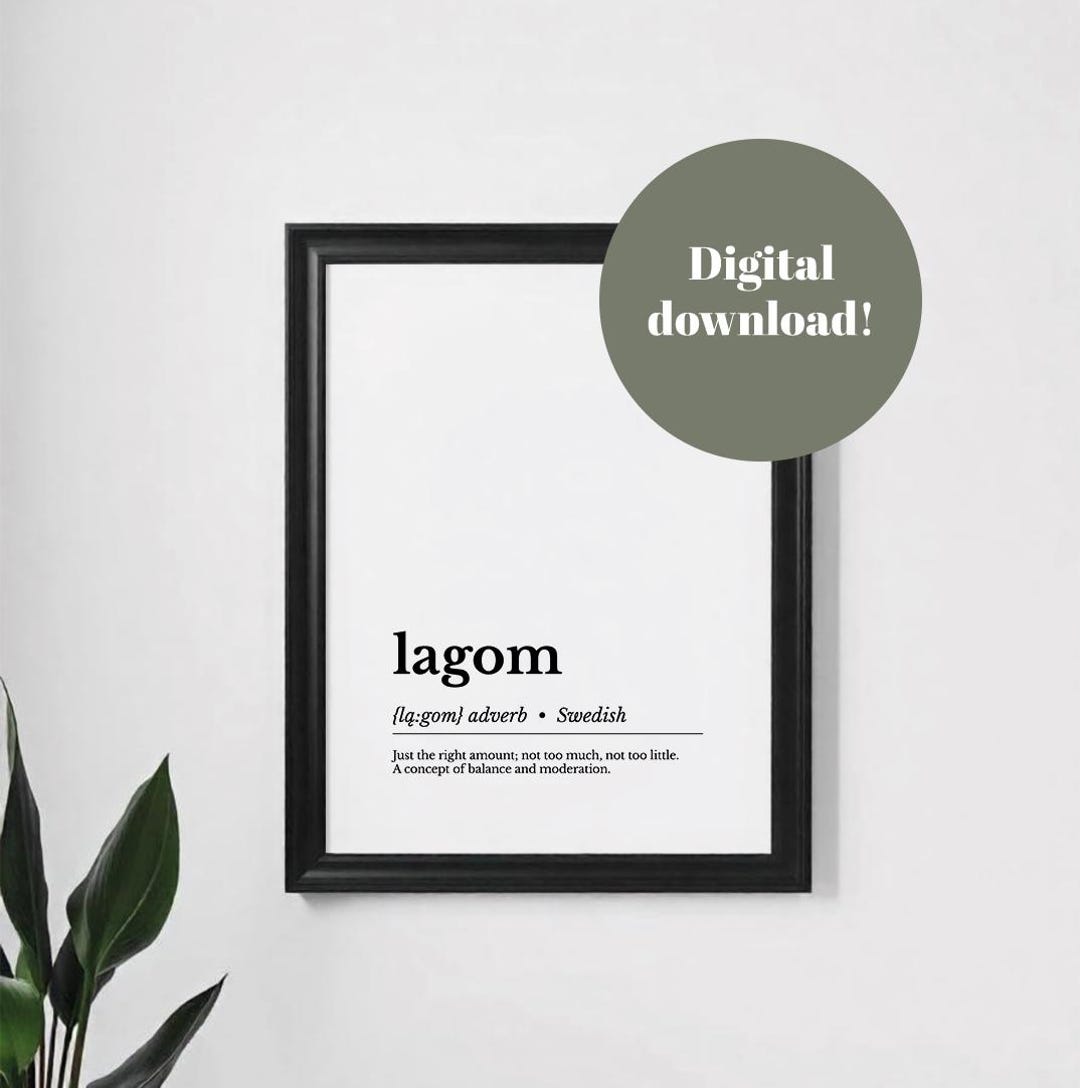 Lagom Definition Dictionary Poster, Swedish Wall Art - Etsy