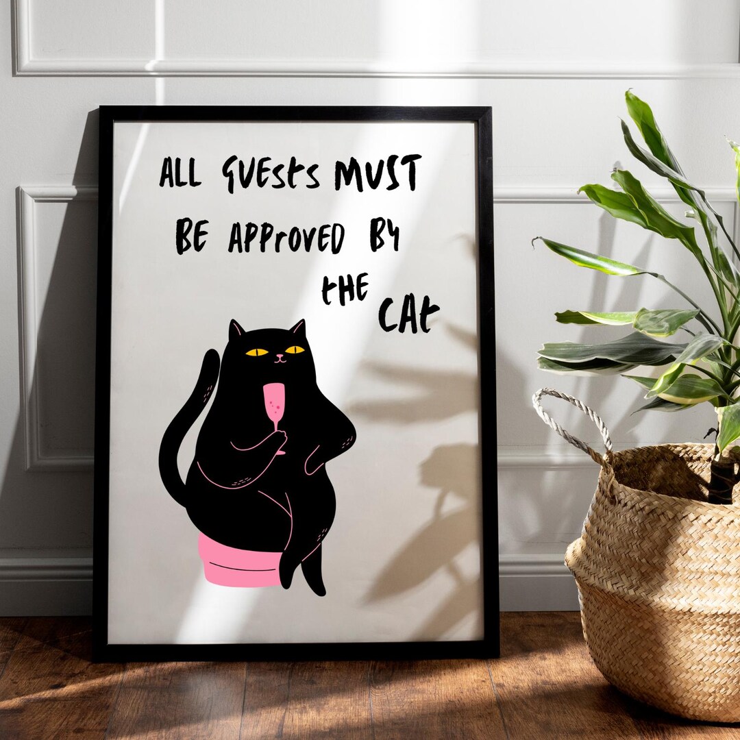 Cat Digital Wall Art Print, Funny Cat Poster, Cute Kitten Illustration ...