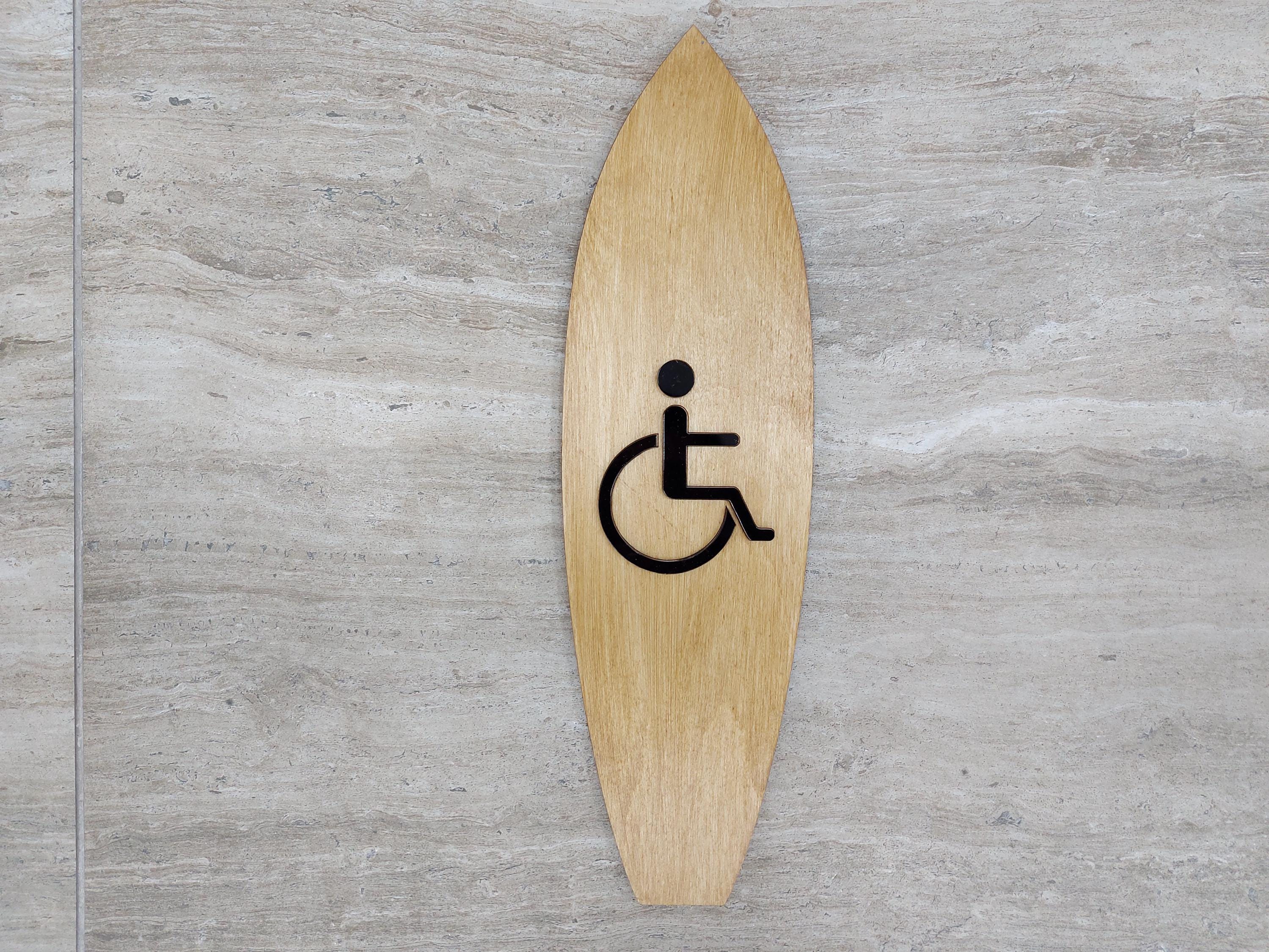 Surfboard Restroom Wood Signs Unisex Toilet Door Sign Toilet Plaque 3D ...