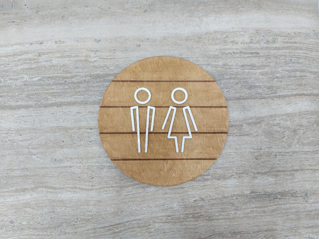 Unisex Toilet Door Sign Restroom Wood Sign Toilet Plaque 3D Cabin Signs ...