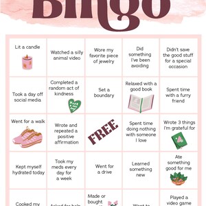 Self-care Bingo Cards for BUJO Bullet Journal Digital Planners 12 ...