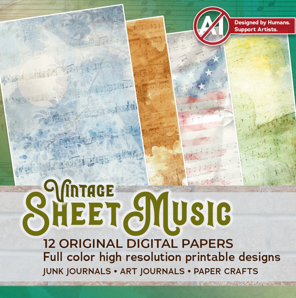 Digital Paper Printable Watercolor Stained Sheet Vintage Sheet - Etsy