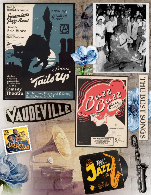 Vintage Music Themed Printable Ephemera & Digital Stickers for - Etsy