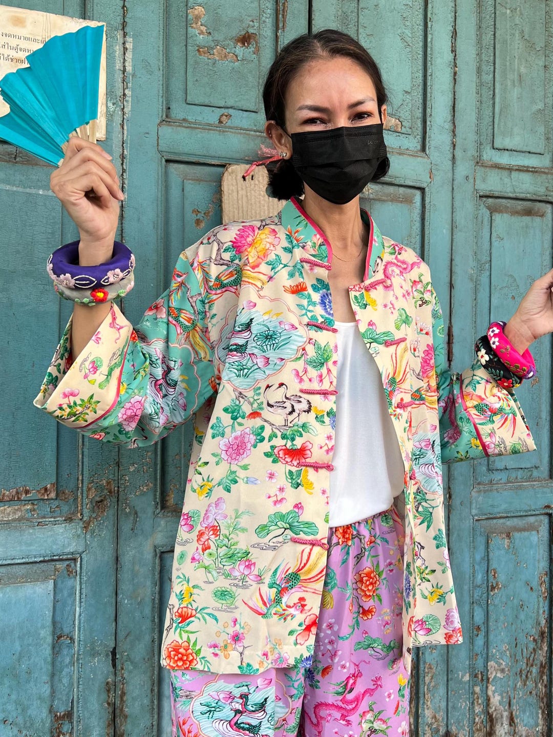 Chinese Cheongsam Jacket Blouse Vintage-inspired Flower Dragon Birds ...