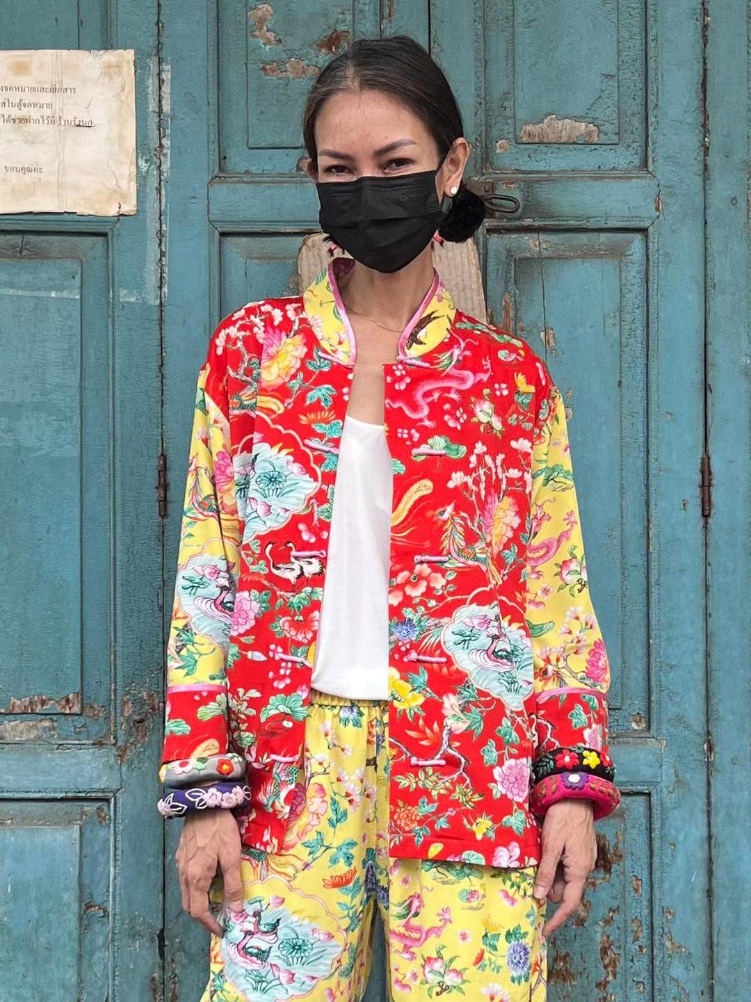 Chinese Cheongsam Jacket Blouse Vintage-inspired Flower Dragon Birds ...