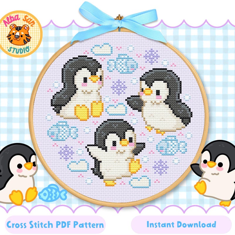 Penguin Crossstitch Kit - Etsy