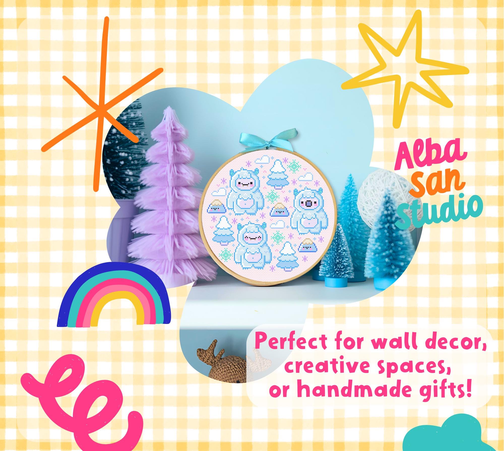 Yeti Cross Stitch Pattern PDF | Kawaii Yeti Embroidery Chart | DIY ...