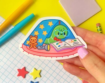 Cutie Book Worm Sticker - Kawaii Style - Cute Bookworm - Sticker ...