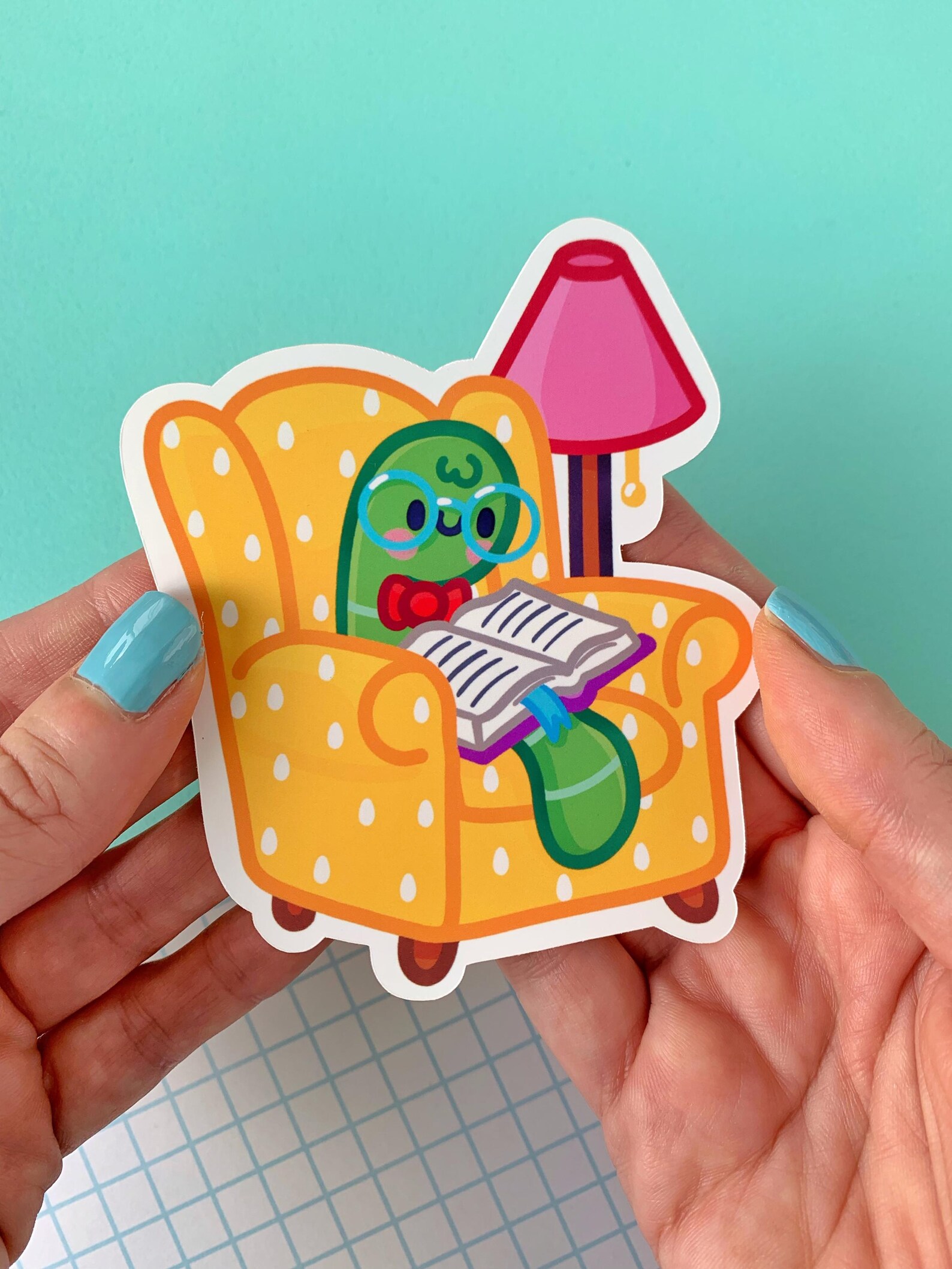 Cutie Book Worm Sticker - Kawaii Style - Cute Bookworm - Sticker ...