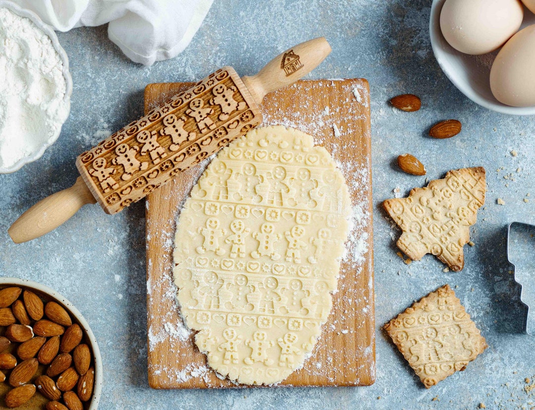 GINGERBREAD MAN Rolling Pin, Custom Wooden Baking Tool for Cookie ...