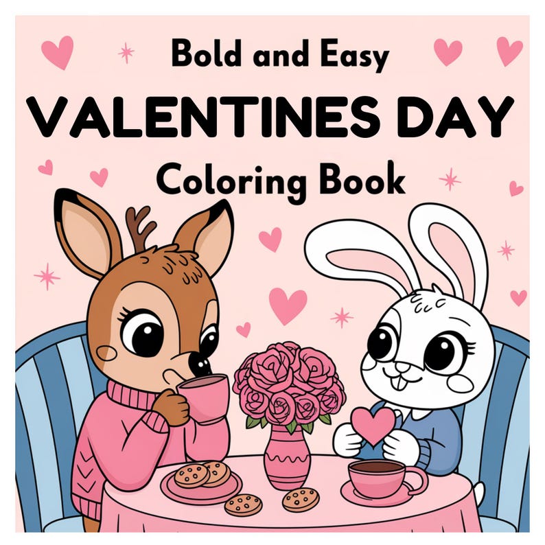 Bold and Easy Valentines Day Coloring Pages for Adults and Kids Fun ...