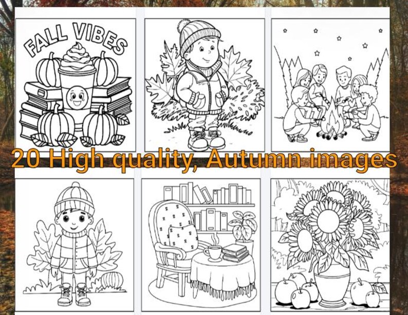 Cozy Autumn Coloring Pages | Cozy Fall Coloring Pages | Fall-themed Art ...