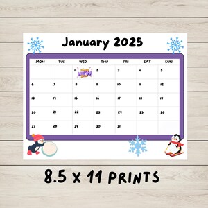 2025 Calendar | Kids Calendar 2025 | Kids Monthly Calendar - Etsy