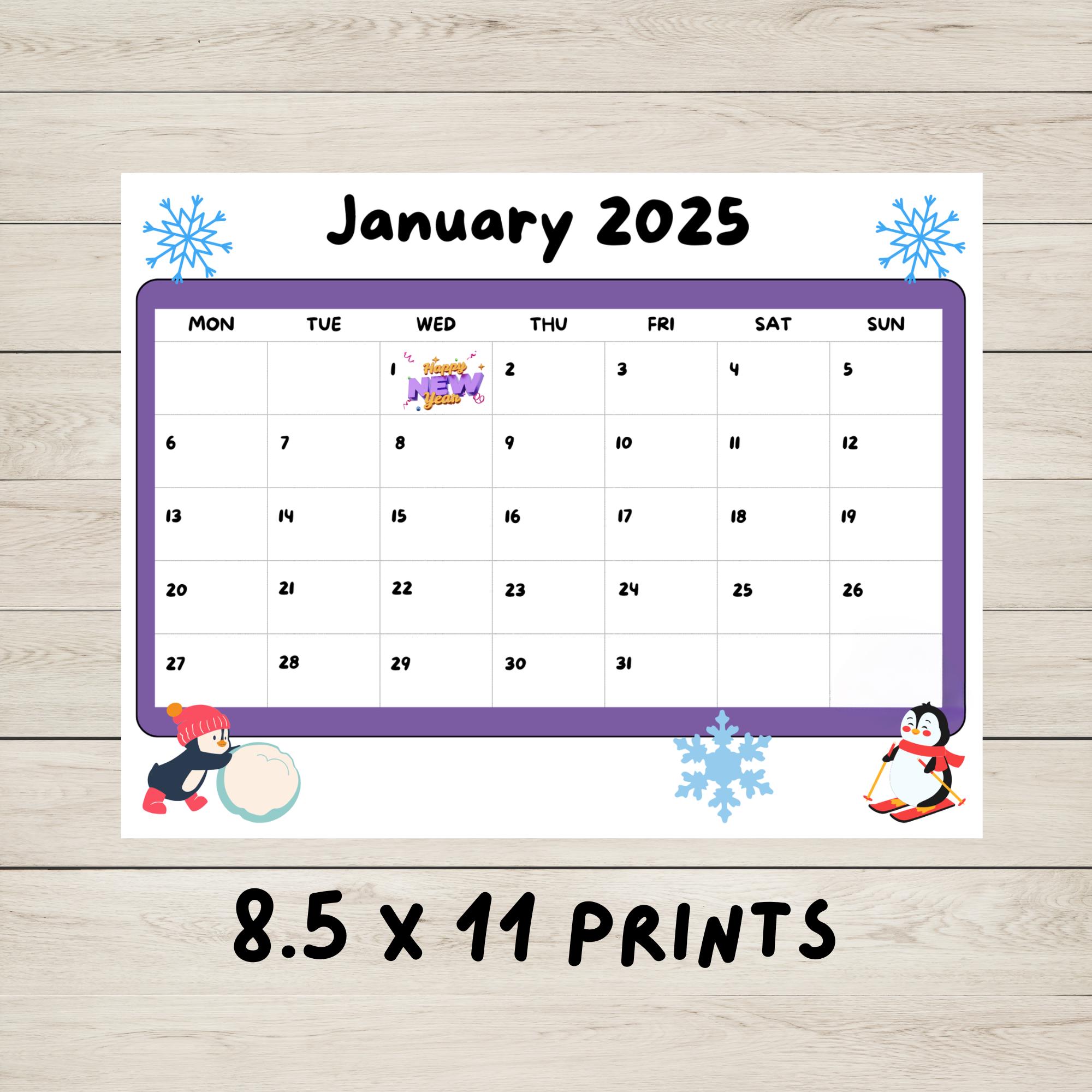 2025 Calendar | Kids Calendar 2025 | Kids Monthly Calendar - Etsy