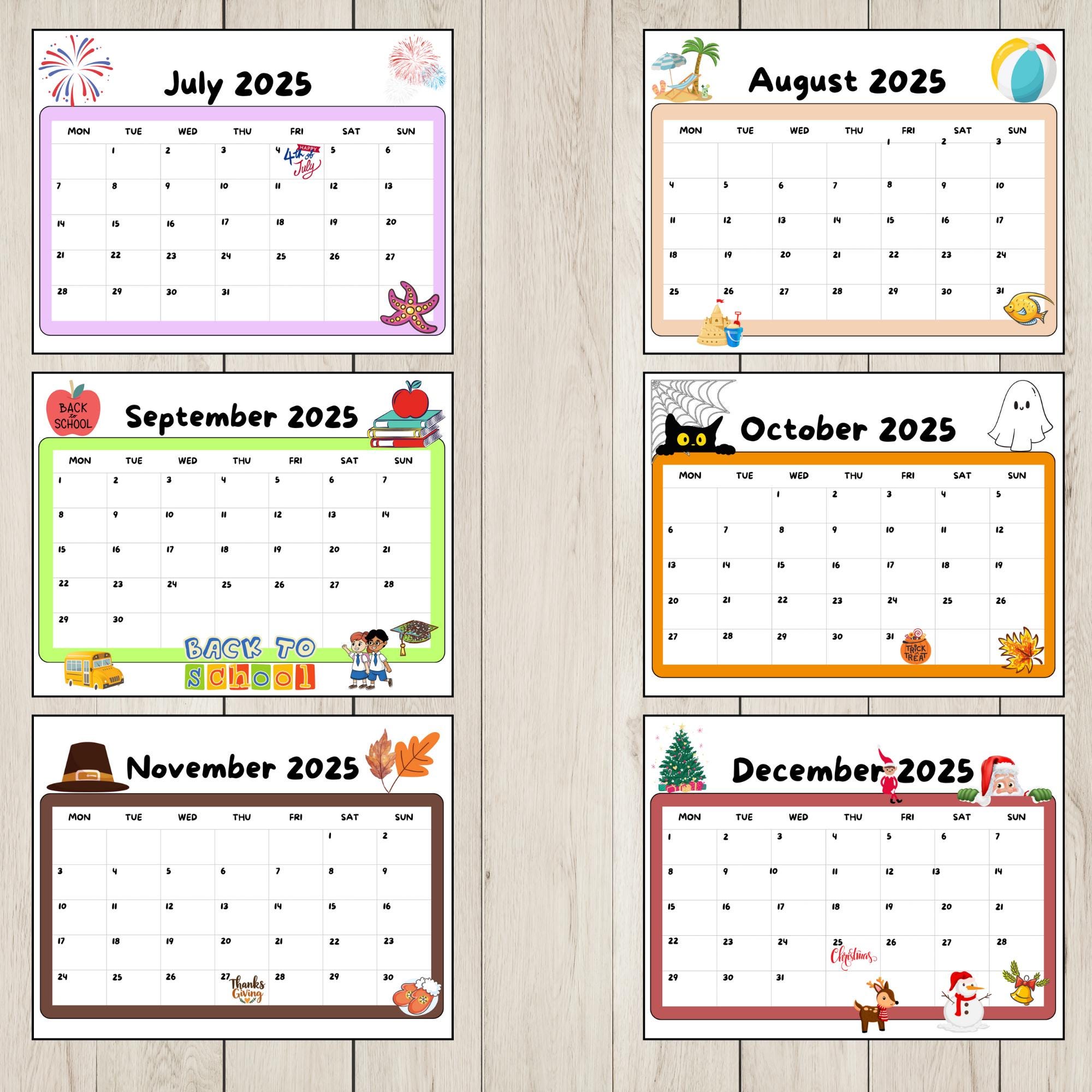 2025 Calendar | Kids Calendar 2025 | Kids Monthly Calendar - Etsy