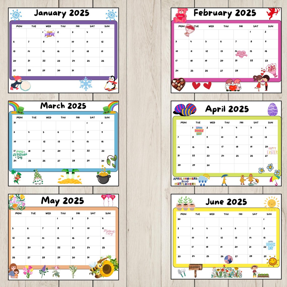 2025 Calendar | Kids Calendar 2025 | Kids Monthly Calendar - Etsy