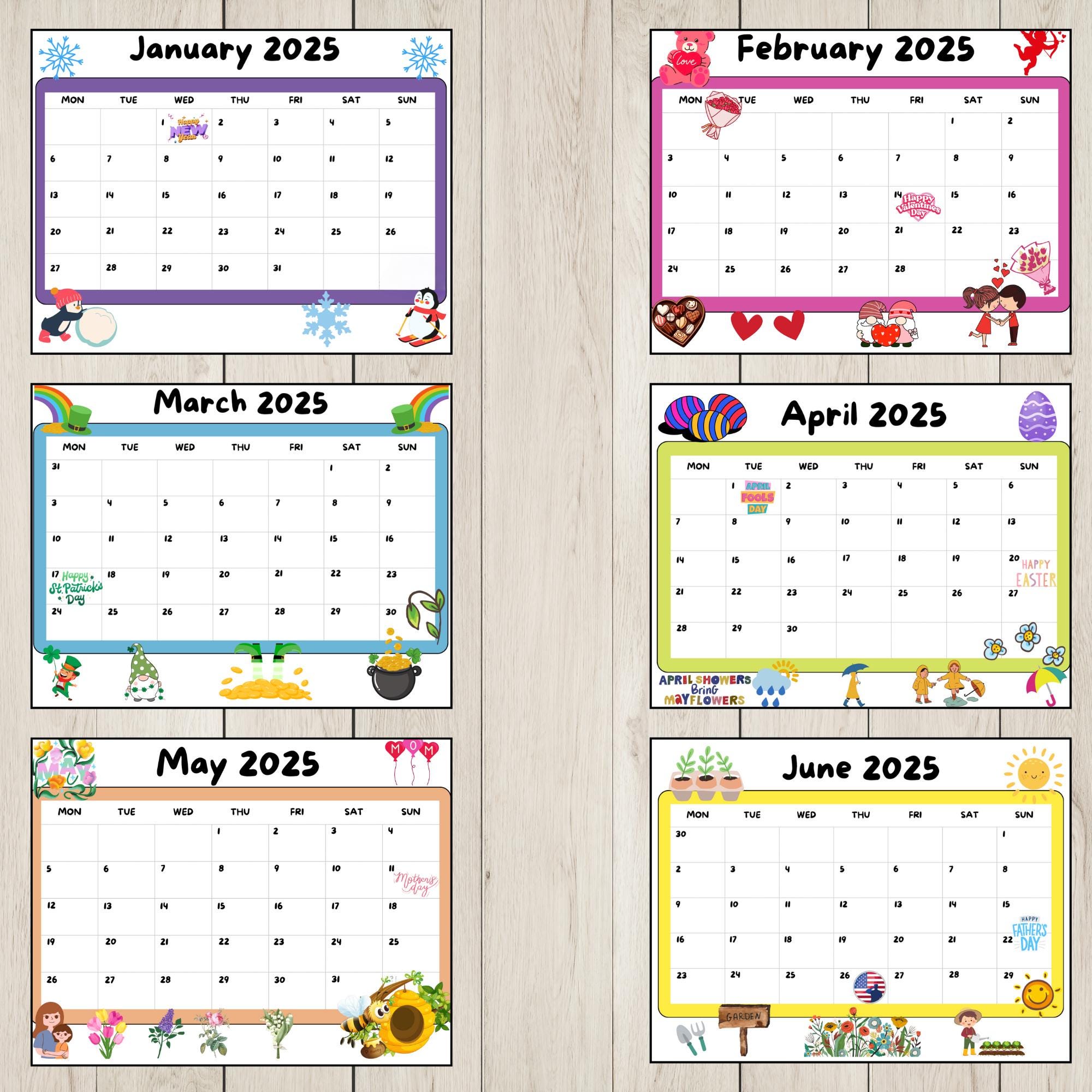 2025 Calendar | Kids Calendar 2025 | Kids Monthly Calendar - Etsy