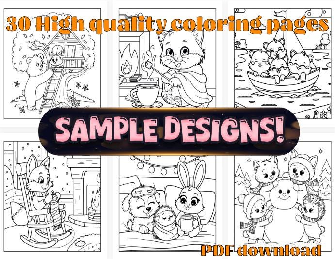 Fluffy Friends Coloring Pages | Cute Animal Art & Furry Friends Designs ...