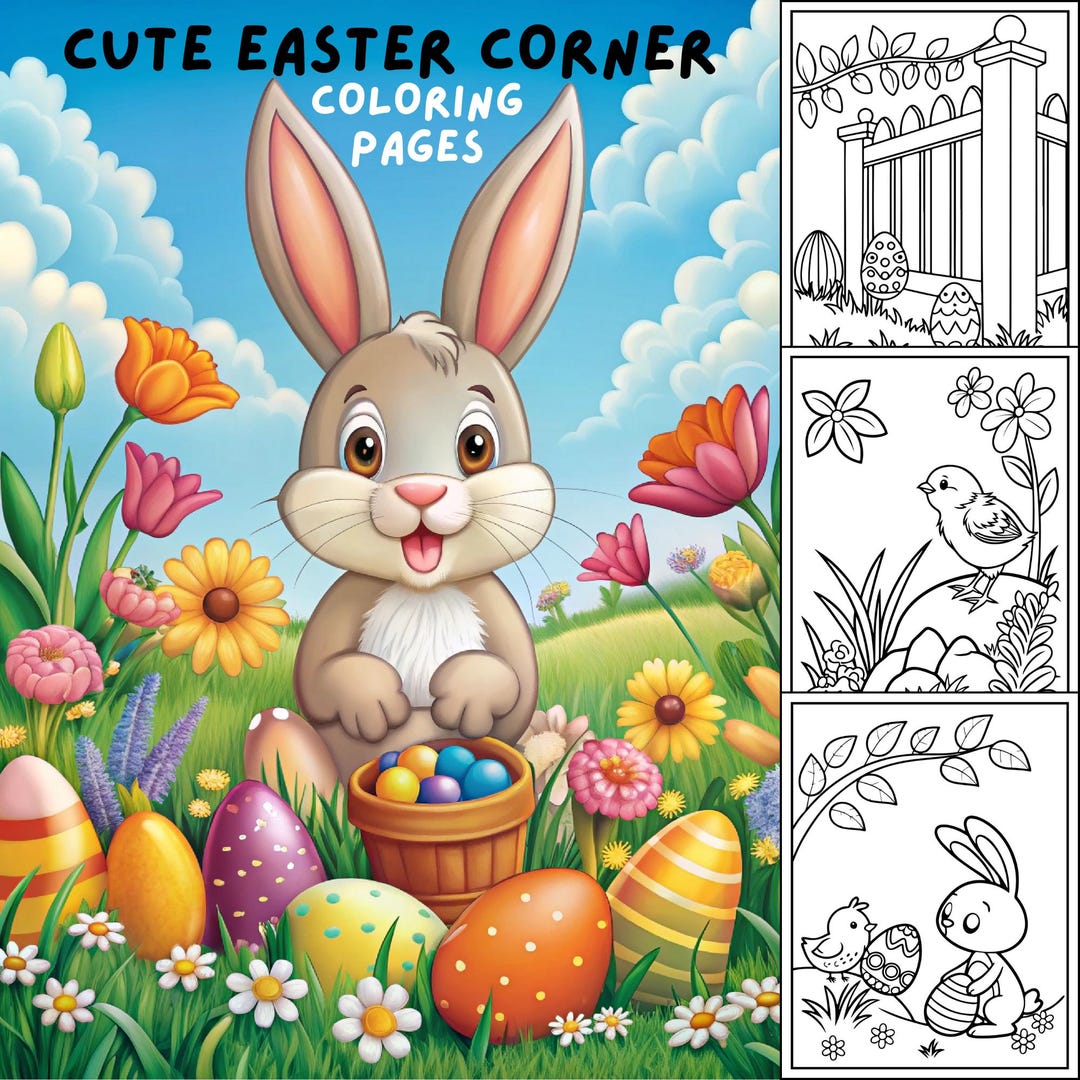 Cute Easter Corner Coloring Pages for Kids - Fun Activities, Printable ...