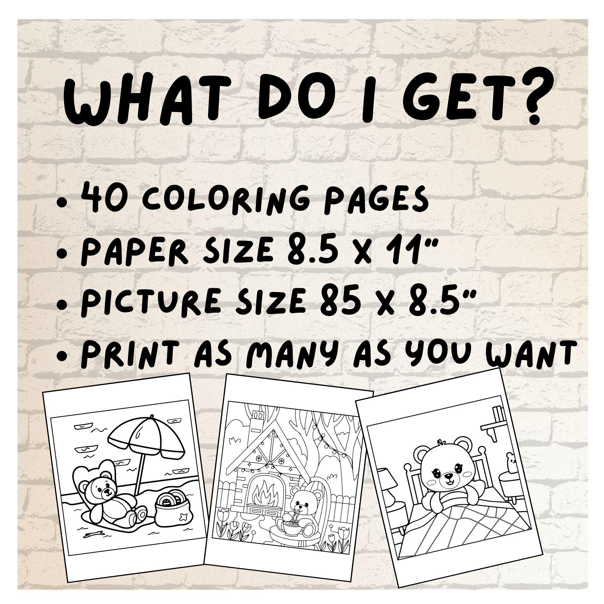 Kawaii Bear Coloring Book - Cozy Routine, Bold & Easy Pages for Stress ...