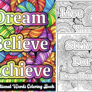 Motivational Words Adult Coloring Pages | Inspirational Relaxation ...