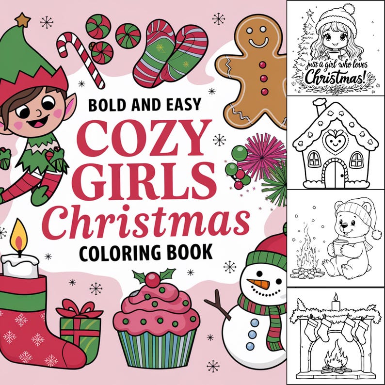 Cozy Girls Christmas Coloring Book for Adults & Teens: Relaxation and ...
