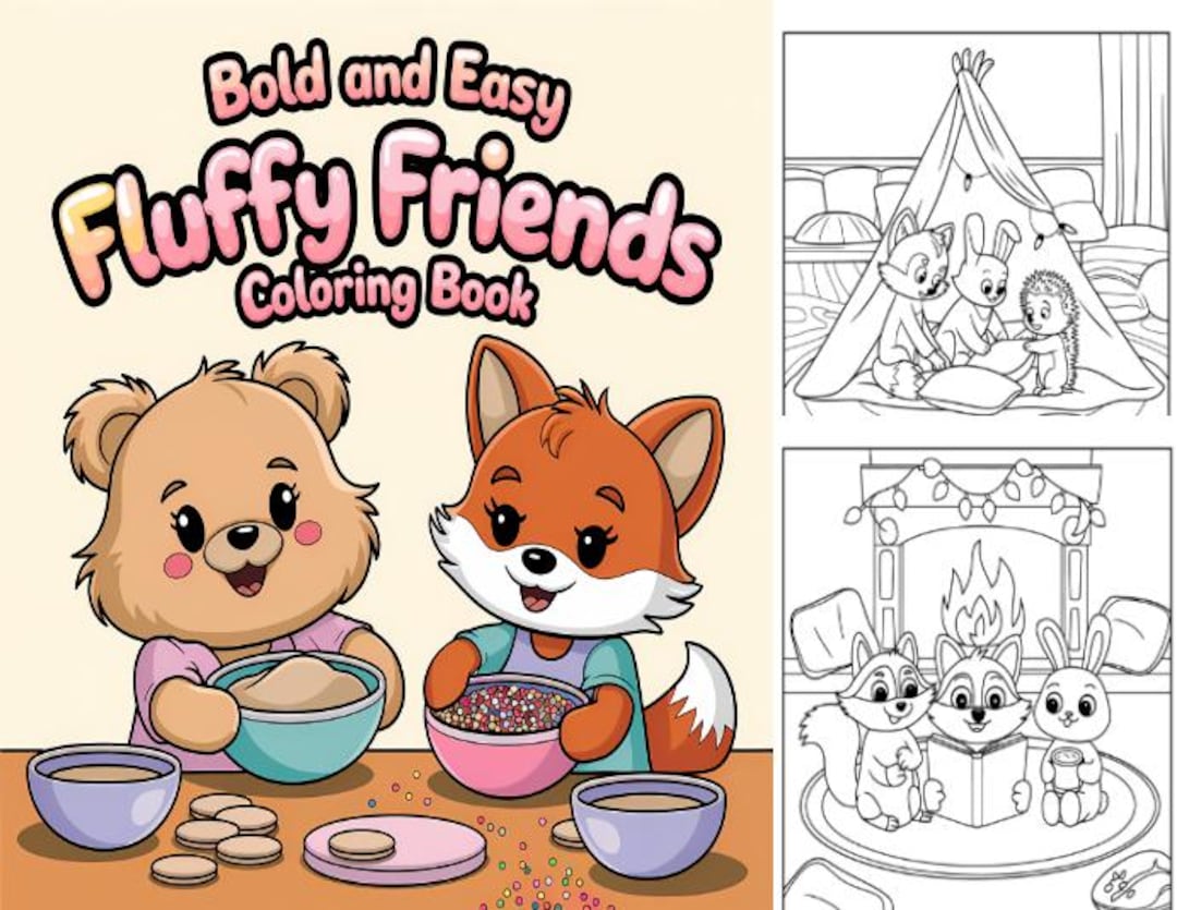Fluffy Friends Coloring Pages | Cute Animal Art & Furry Friends Designs ...