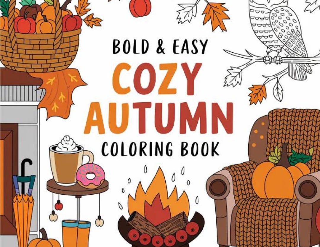 Cozy Autumn Coloring Pages | Cozy Fall Coloring Pages | Fall-themed Art ...