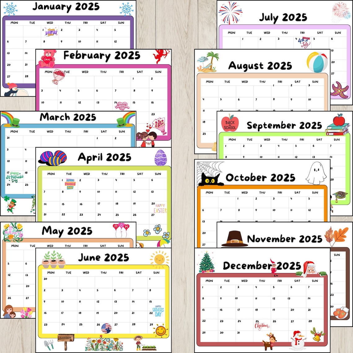 2025 Calendar | Kids Calendar 2025 | Kids Monthly Calendar - Etsy