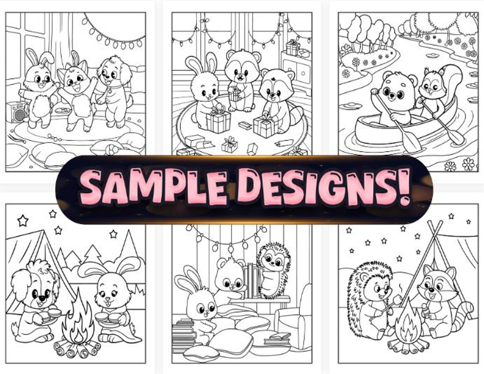 Fluffy Friends Coloring Pages | Cute Animal Art & Furry Friends Designs ...